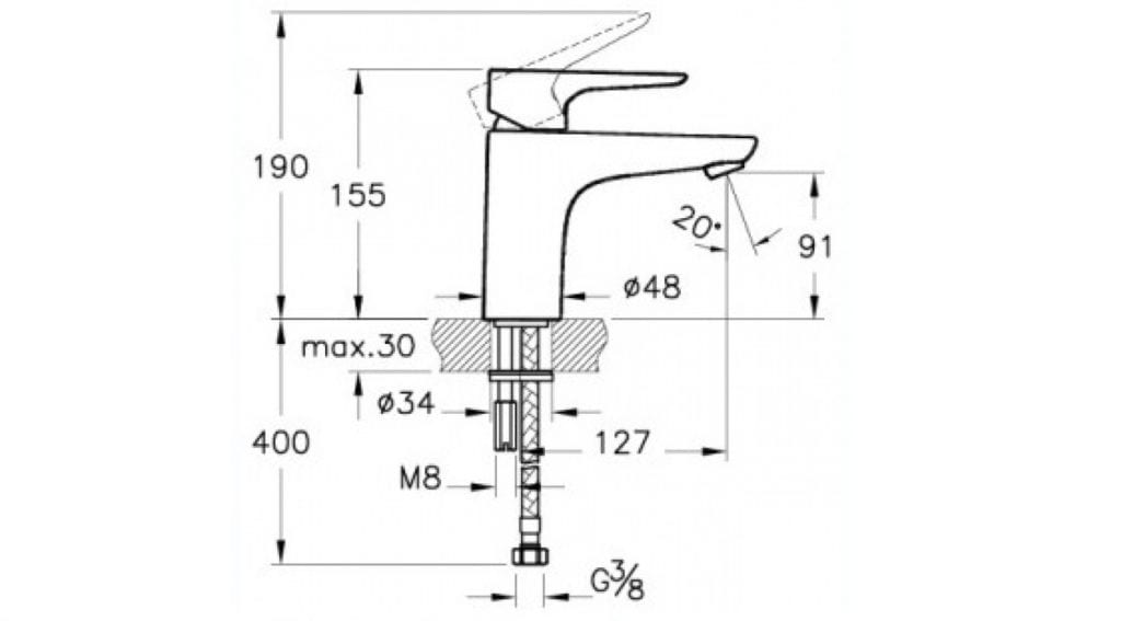X-Line Basin Mixer | A42321EXP - VitrA Georgia
