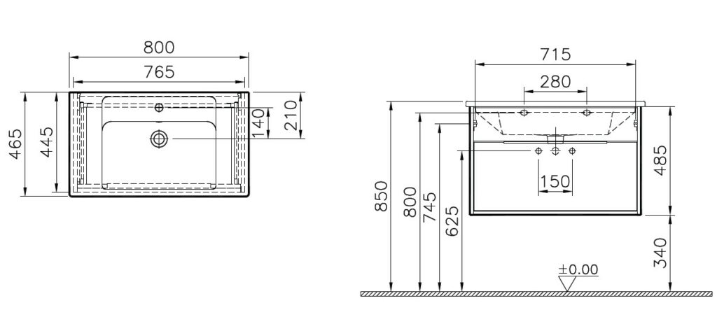 Washbasin Unit 80 Cm Integra | 61904 - VitrA Georgia