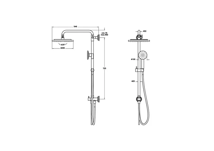 Shower System Origin Classic With Shower Head And Hand Shower Round ...
