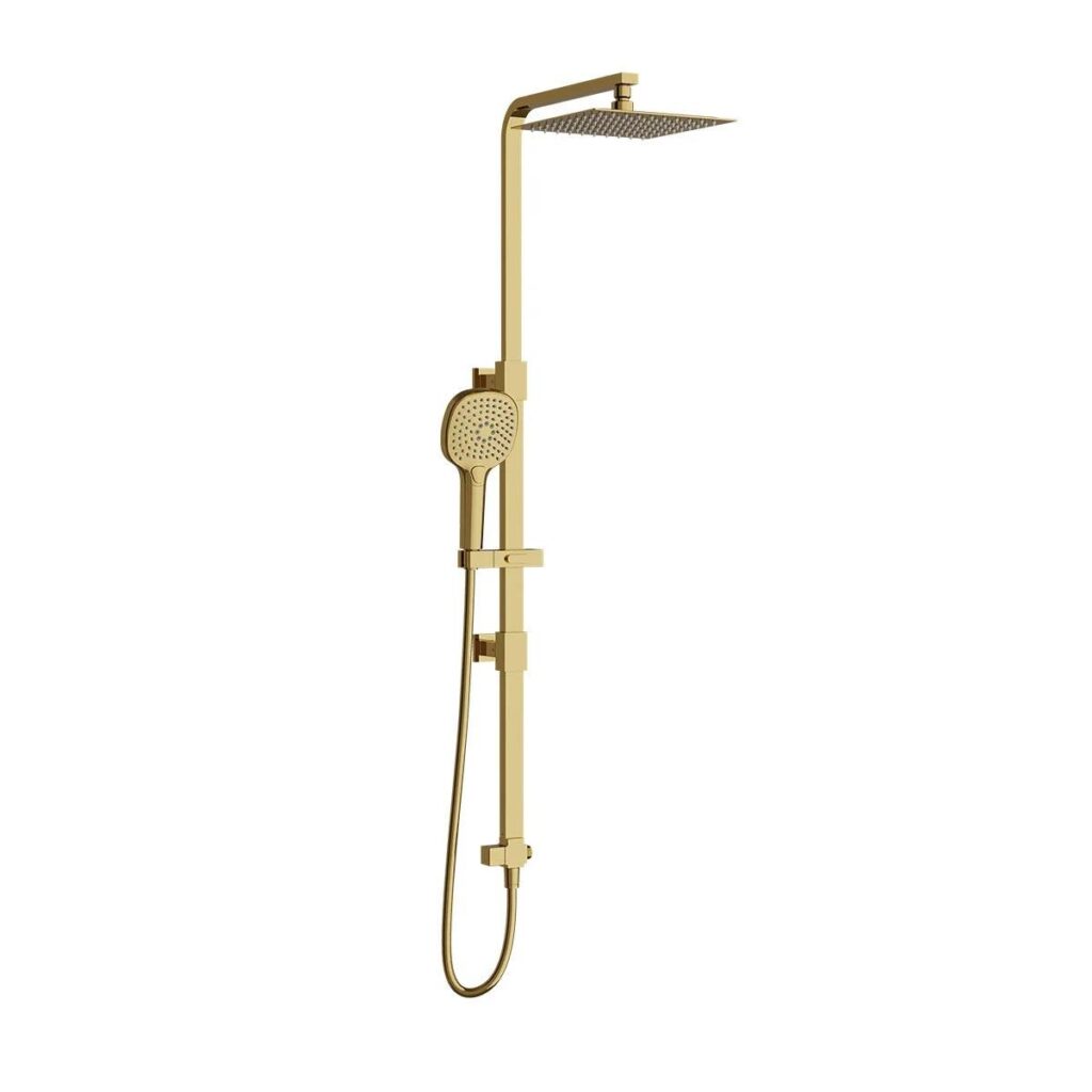 Shower System Bliss Square With Hand Shower And Shower Head Soft Gold ...