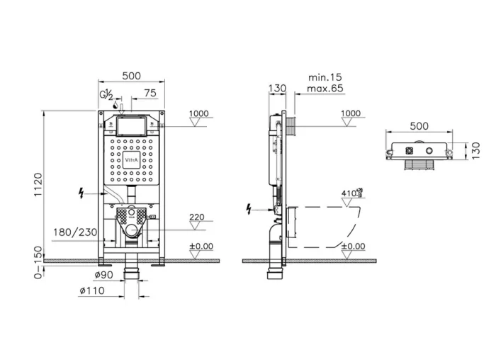 Built-in Cistern With Iron Frame Floor And Wall Mounting 3/6 Lt 13cm ...